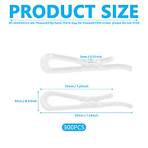 SHRJ 300Pcs Plastic Alligator Clip U Shape Clothespins Transparent Shirt Fixing for Ties Socks Pants Skirts, Hold Garments in Place, 1.5inch/38mm