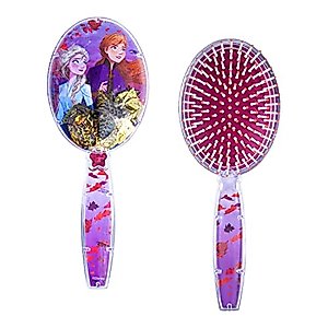 Frozen Hair Brush with Magical Sparkling Leaves Confetti Hair Brush, Purple - Kids Hair Brush Ages 3+