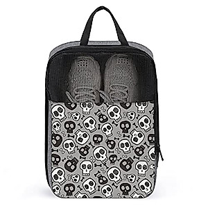 Frcavbin Skulls And Bones Halloween Travel Shoe Bag Shoes Carrier with Handle and Zipper Foldable Shoe Puches Organizer for Home storage School starts