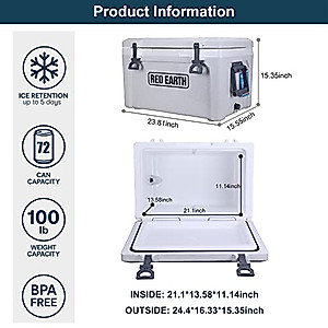 GiNT Ultra-Light 52 Quart Hard Cooler Insulated Portable Ice Chest Box with Basket & Divider, Great for The Beach, Boat, Fishing, Barbecue or Camping