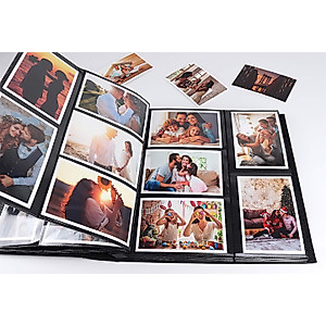 RECUTMS Photo Album 4x6 600 Photos Black Pages Large Capacity Leather Cover Wedding Family Photo Albums Holds 600 Horizontal and Vertical Photos (Black)