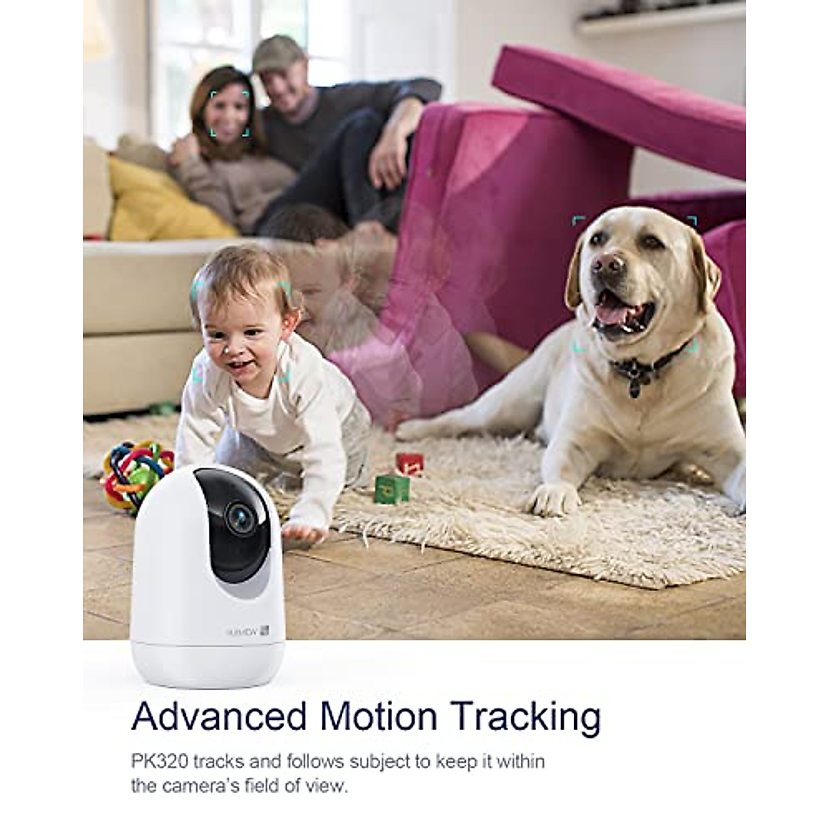 Indoor Security Camera 2K, Pet Camera with Phone App, WiFi Cameras for Home Security Camera for Dog/ Baby Monitor/Elder Pan Tilt, 2.4G, 24/7, 2-Way Talk, Human Detection, Motion Tracking, SD&Cloud