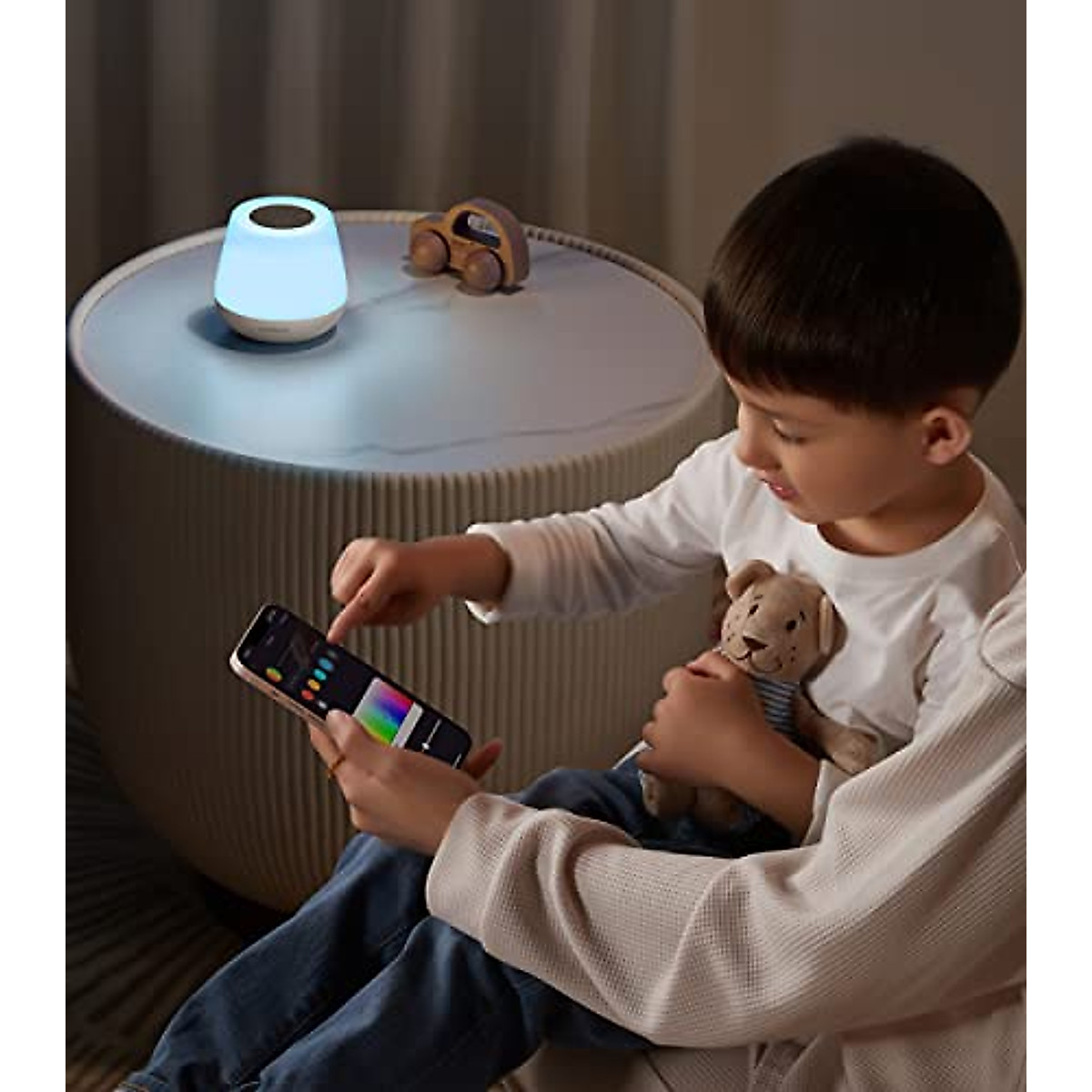 Lyridz Baby Sound Machine Night Light, White Noise Machine for Sleeping, Toddler Sleep Trainer with 24 Soothing Sounds, Time-to-Rise, Portable, 32 Lighting Effects DIY Colors, APP & Voice Control