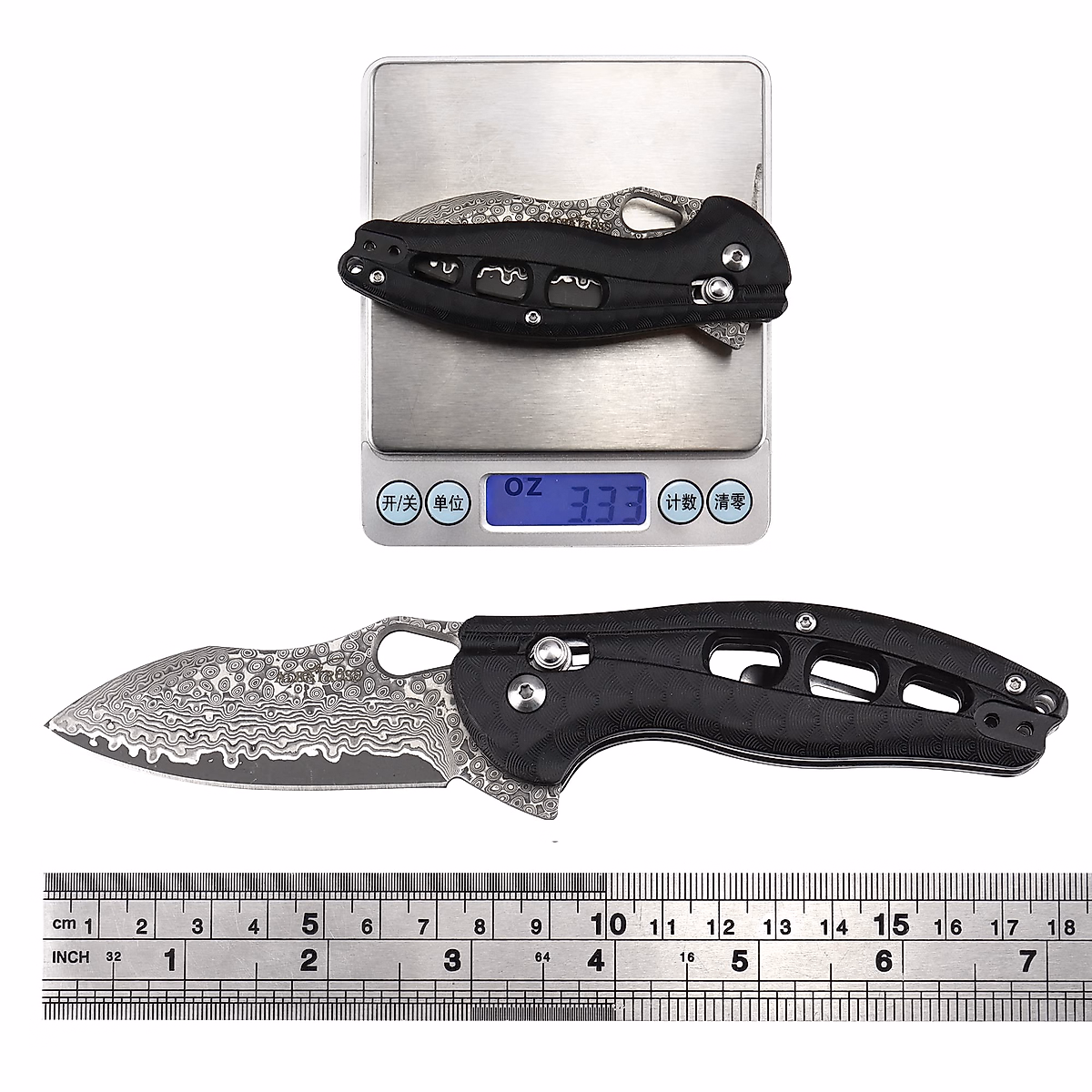 ALBATROSS Cool Flipper Axis Lock Opening Folding Pocket Knife with 3" Modern Damascus Steel Blade and 4.25" High Strength FRN Handle, Deep Carry Pocket Clip - Gifts Box FK036DA-BK