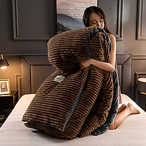 ZIYUER Bedding Sets Queen Corduroy,Ultra Soft Duvet Cover Queen with 2 Pillow Case Full Size Duvet Covers for Double Bed Comforter Cover-Coffee Full:200x230cm(78.7x90.6)