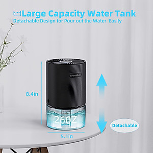 Dehumidifier, Small Dehumidifiers for Home 26OZ Mini Dehumidifiers for Basement, Small Room, Bathroom, Bedroom, RV, Quiet Dehumidifiers with Night Lights Up to 161 sq ft Black