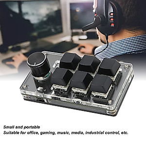 Heayzoki 6 Keys Programmable Keypad, Mini Macro Pad Mechanical Gaming OSU Keypad 1 Knob USB Bluetooth Dual Mode Programming Keypad DIY Keyboard for Gaming, Media,Control, Built in