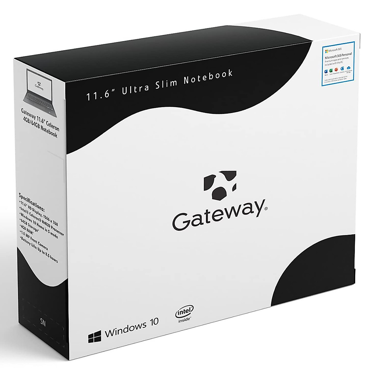 Gateway 11.6" Ultra Slim Notebook Laptop Computer, Green, Intel Celeron N4020 Processor, 4GB LPDDR4 RAM, 64GB eMMC, Bluetooth, Webcam, Windows 10 S, Office 365 Personal 1-Year, BROAGE 64GB Flash Drive