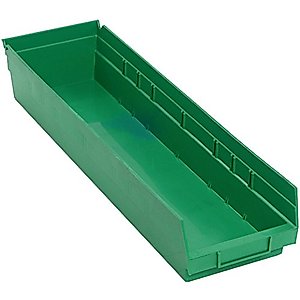 Quantum Storage Systems QSB106GN 8-Pack 4" Hanging Plastic Shelf Bin Storage Containers, 23-5/8" x 6-5/8" x 4" , Green