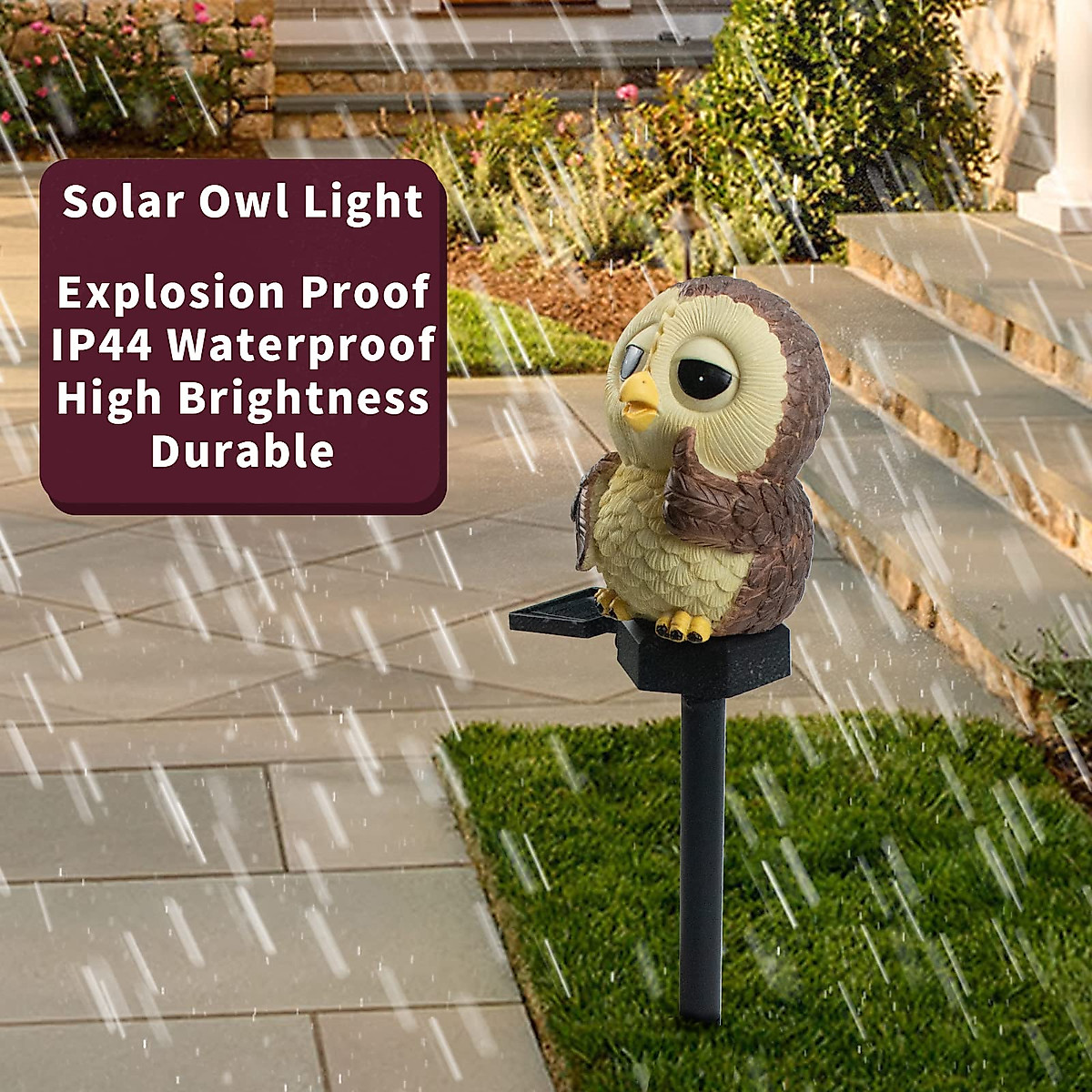 2 Pack Garden Solar Lights Cartoon Cute Small Baby Owls Decor, LED Solar Outdoor Garden Lights, Solar Landscape Pathway Outdoor Lights for Garden, Patio, Lawn Pathway,Walkway, Yard,Great