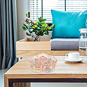 Cabilock Polypropylene Round Fruit Tray with Lid, Amber Plum Flower, 12-Inch