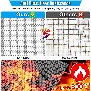 4PACK Stainless Steel Woven Wire Mesh Never Rust, Air Vent Mesh 11.8"X8.2"(300X 210mm), Hard and Heat Resisting Screen, 1mm Hole 20 Mesh Easy to Cut by Valchoose