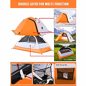 AYAMAYA 4 Season Backpacking Tent 2 Person Camping Tent Ultralight Waterproof All Weather Double Layer Two Doors Easy Setup 1 2 People Man Tents for Backpacker Outdoor Hiking