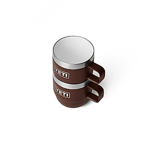 YETI Rambler 6 oz Stackable Mug, Stainless Steel, Vacuum Insulated Espresso/Coffee Mug, 2 Pack, Wetlands Brown