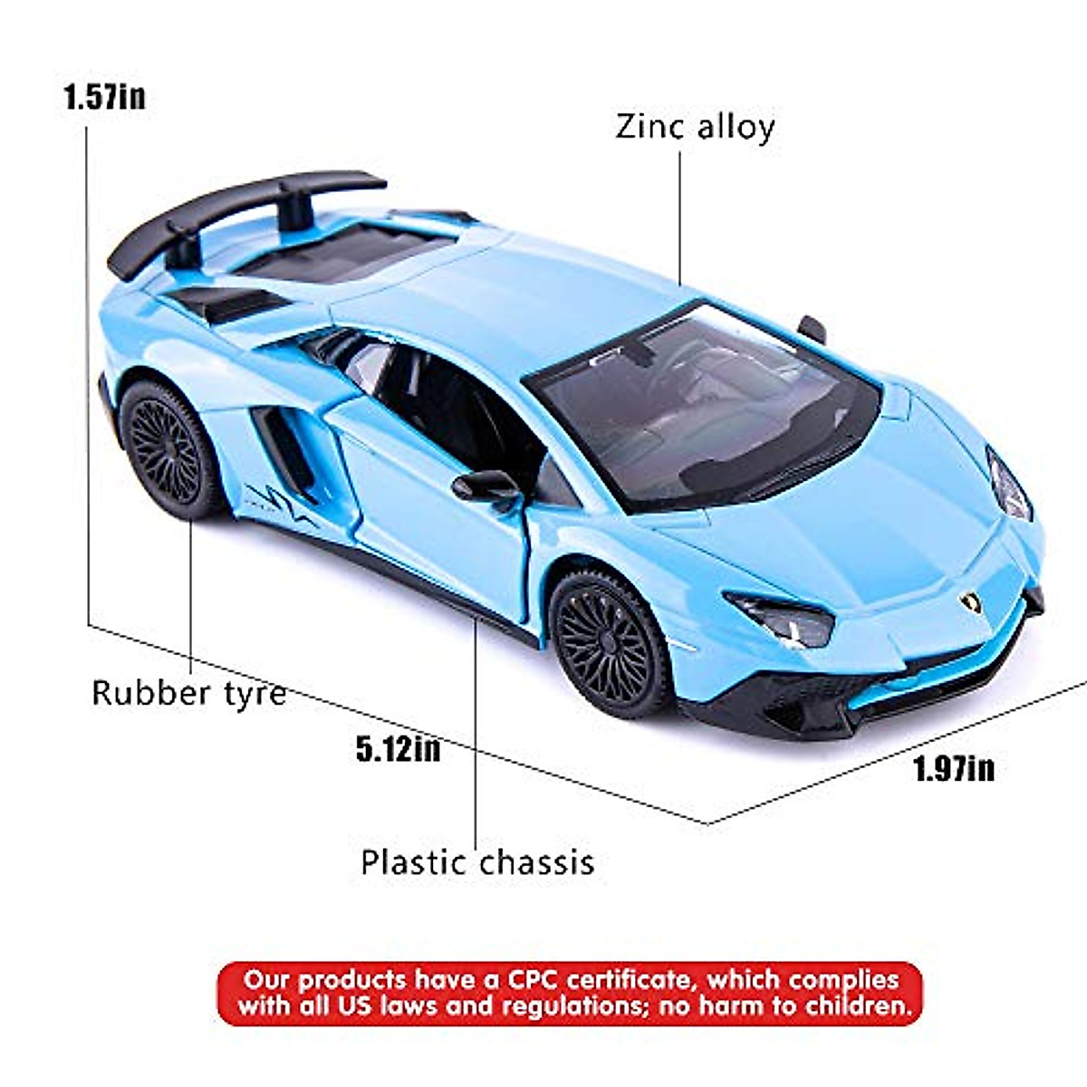 TGRCM-CZ 1/36 Scale Aventador LP700-4 Casting Car Model, Zinc Alloy Toy Car for Kids, Pull Back Vehicles Toy Car for Toddlers Kids Boys Girls Gift (Blue)