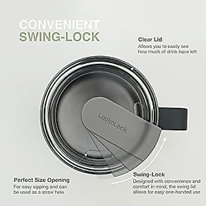 LocknLock Metro Mug Premium 18/8 Stainless Steel Double Wall Insulated with Handle Perfect for table with Lid, Dark Green, 20 oz