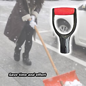 Plastic Spade Handle Shovel D Grip Handle, 32mm Inner Diameter Spade Snow Shovel Handle, Spade Snow Scoop Digging Raking Tools Hand Protect Garden Accessorie for Snow Shovel Digging Raking Tool (Red)