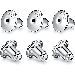 Catinee Locking Earring Backs For Studs,14k Plated White Gold Earrings Back For Studs Secure,Hypoallergenic Earring Backs Apply To Earring Backs For Droopy Ears(6pcs/3pair)