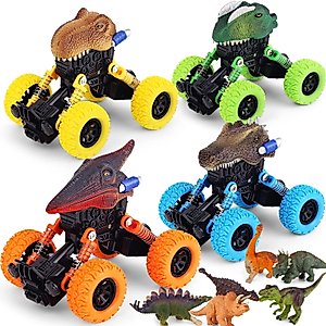 Yutin Dinosaur Car Toys for 2 3 4 5 Year Old Kids Boys, Dino Monster Trucks for Toddler, Pull Back Cars for Children Age 3-5 Christmas Birthday Gift