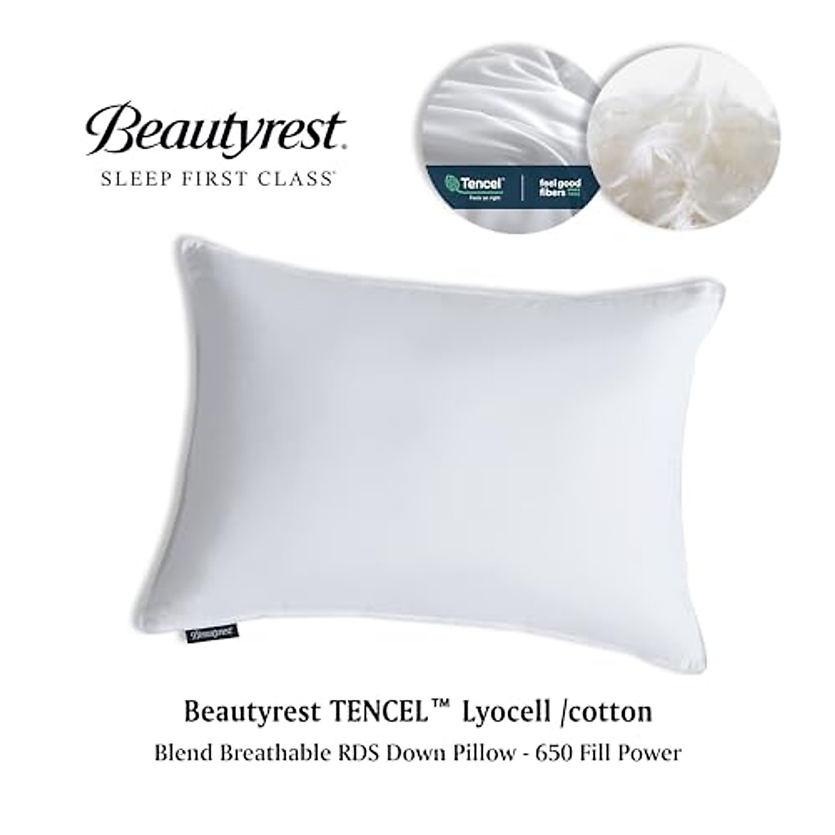 Beautyrest BT-DP-35, White, Feather, King, Bed Set of 2, Size, Cooling, Home Decor, Hotel Pillows