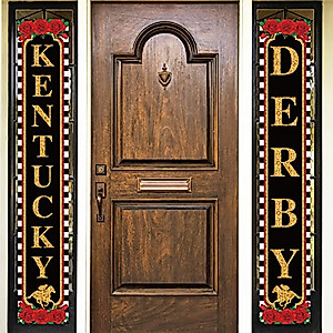 Nepnuser Kentucky Derby Porch Banner Churchill Downs Horse Racing Run for The Roses Front Door Window Wall Indoor Outdoor Hanging Decoration Photo Booth Backdrop