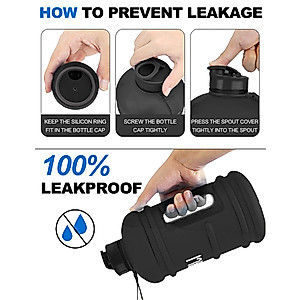 VENNERLI Half Gallon Water Bottle 2.2L Large Sports Water Bottle with Handle 74oz BPA-free Reusable Plastic Water Jugs Leakproof Hydro Bottle for Gym Yoga Travel Camping Cycling Outdoor Sports