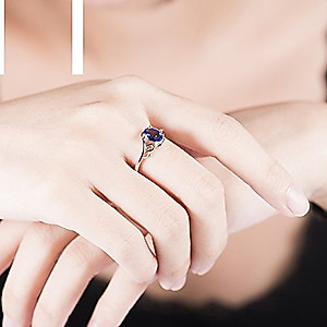 Lanmi 14K Yellow White Gold Natural Blue Sapphire Rings Diamond Engagement for Women Promotion