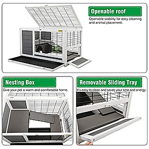 COZIWOW Indoor Outdoor Rabbit Hutch,Small Animal Houses & Habitats, Large Bunny Cage with Removable Tray, Single Level Guinea Pig Hamster Hutch