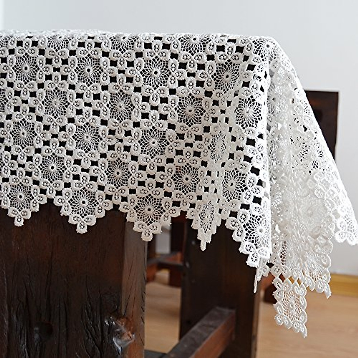 Merryfeel Tablecloth, Luxury Embroidery Lace Table Cloth Table Cover White 34 x 34 Inch