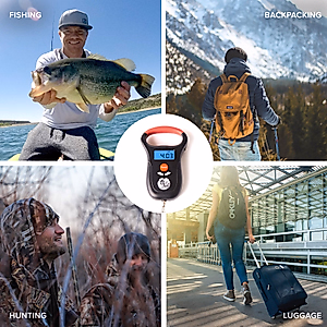 Kraken Bass Fish Scale - Fish Scales Digital Weight with Backlit LCD Display, Fishing Scale with Measurable Tape - Portable and Compact Design Hanging Scale, 110 lbs / 50 kg - Fishing Gifts for Men