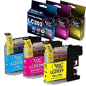 EASYPRINT (Color Combo, 3-Pack) Compatible LC203XL Ink Cartridge Replacement for LC203 LC201 Used for MFC-J4320DW, MFC-J4420DW, MFC-J460DW, MFC-J480DW, MFC-J680DW, MFC-J880DW, MFC-J885DW, (1x CMY)