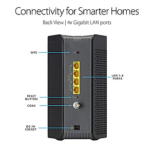 ASUS AX6000 WiFi 6 Cable Modem Wireless Router Combo (CM-AX6000) - Dual Band, DOCSIS 3.1, Gigabit Internet Support, Approved by Comcast Xfinity and Spectrum, 160MHz Bandwidth, OFDMA, MU-MIMO