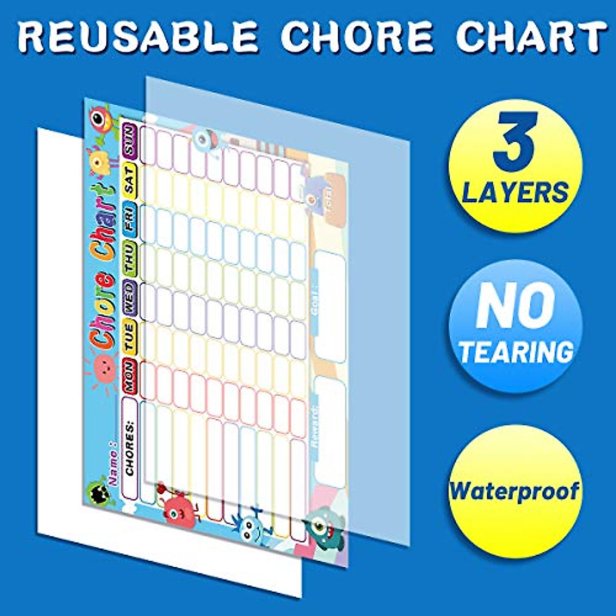 Dry Erase Chore Chart for Kids Reward Chart Reusable Self-Adhesive Behavior Chart for School Home Classroom 8 Pack
