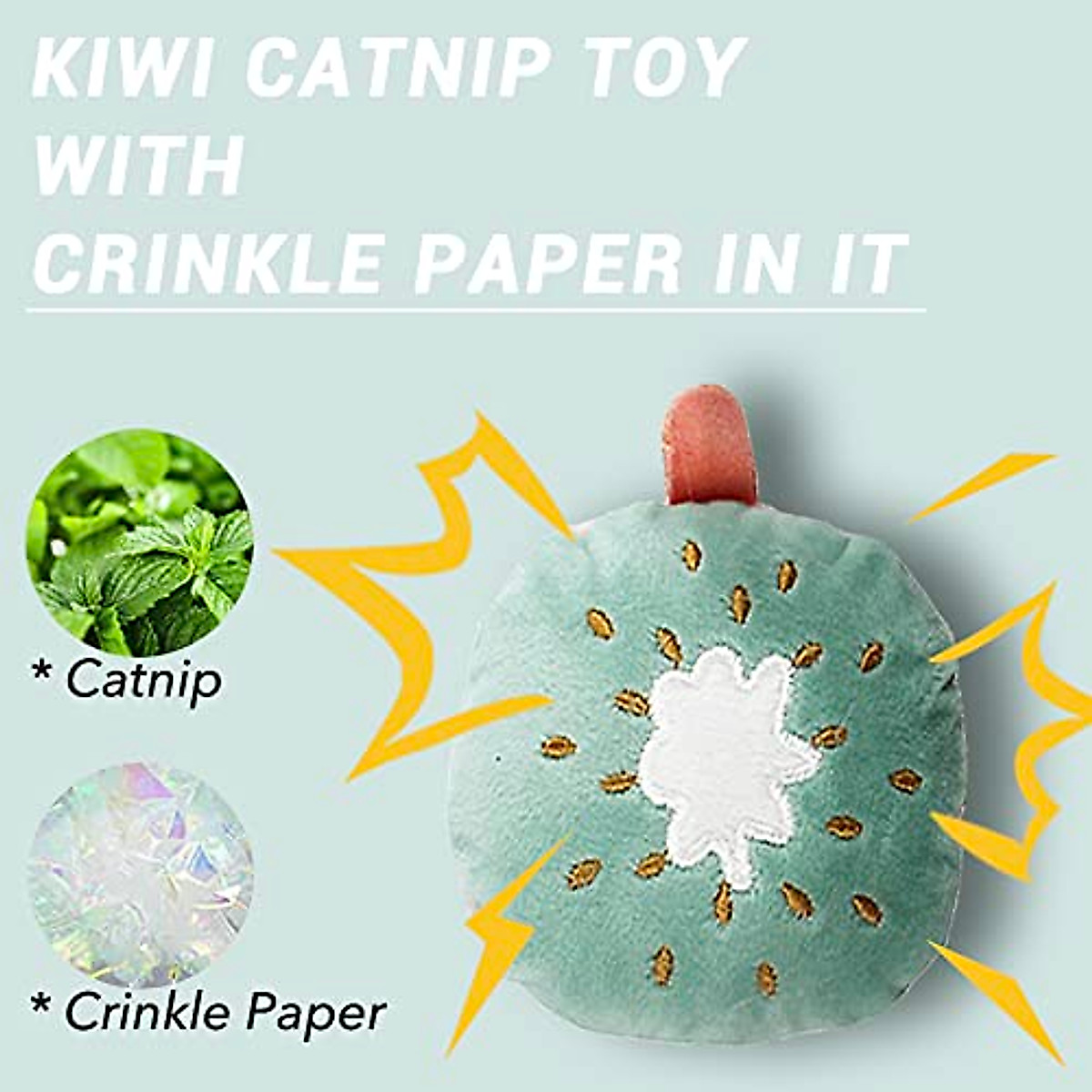 olloiig 12pcs Interactive Cat Toys Set, Squeaky Crinkle Catnip Cat Toy Pack, SliverVine Catnip Sticks and Catnip Wall Balls for Dental Health, Plush Chew Toy for Kitten Cat Gift…