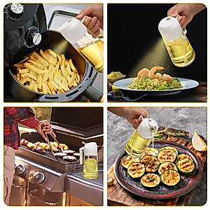 VZZNN 2 Pack Oil Dispenser Bottle for Kitchen,2 in 1 Oil Dispenser and Oil Sprayer,16.5oz/470ML Glass Spray Bottle with Premium Nozzle,Air Fryer Accessories for kitchen,Salad,Baking,BBQ,Frying(Black)