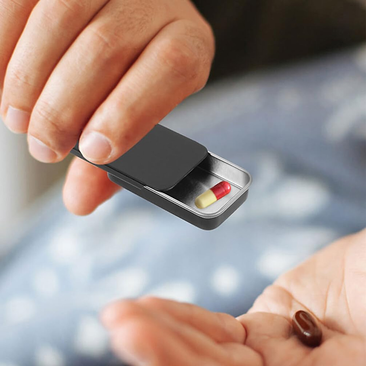 Hemoton 20pcs Rectangular Slide Top Tinplate Box Sliding Cover Push-Pull Tin Box Metal Tin Containers for Candies Jewelry Crafts Lip Balm Storage 50x25x10mm