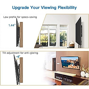 Pipishell Tilt TV Wall Mount Bracket for Most 26-55 Inch LED LCD OLED Flat Curved Screen TVs up to 99lbs Max VESA 400x400mm, Low Profile and 8 Degrees Tilting TV Mount Fits 16 inch Wood Stud spacing