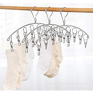 CenYouful Stainless Steel Laundry Drying Rack Windproof Clothes Hanger with 8 Clips for Drying Socks,Drying Towels, Cloth Diapers, Bras, Baby Clothes,Underwear,Hat, Socks Gloves (Set of 2)