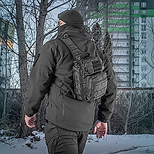 M-Tac City Hunter Hexagon Sling Backpack - Tactical Crossbody CCW Concealed Carry Pack EDC Bag (Black)