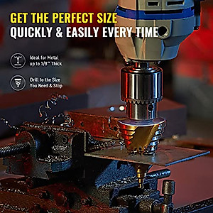 ZELCAN Large HSS Spiral Groove Step Drill Bit, 12 Sizes Titanium High Speed Steel 1/4" to 2-3/8" Drill Bit for Sheet Aluminium Metal Wood Hole Drilling, Big Multiple Hole Stepped Up Bit for DIY Lovers