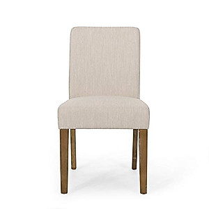 Christopher Knight Home Kuna Contemporary Upholstered Dining Chair (Set of 2), Beige, Weathered Brown