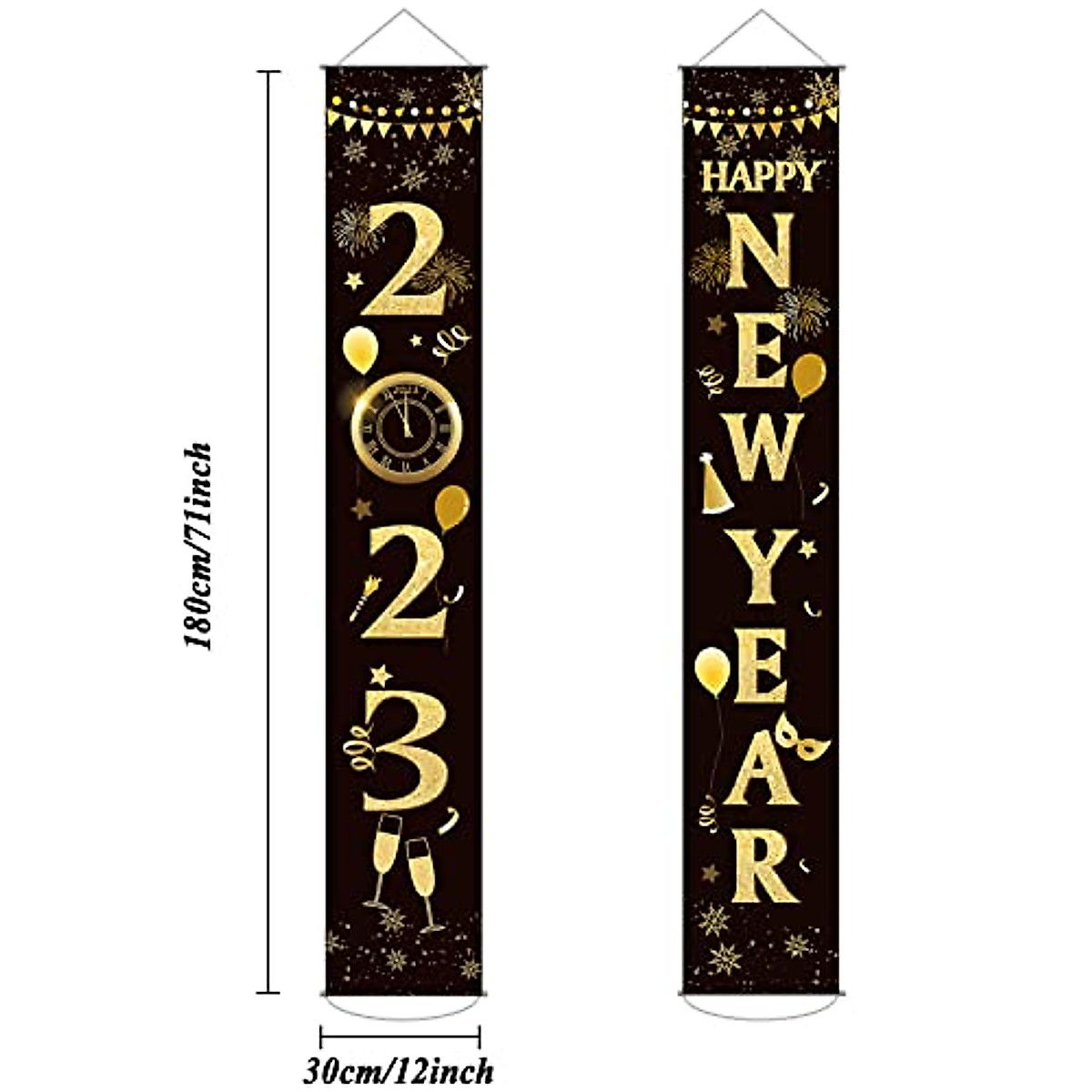 Large 2023 Happy New Year Door Banner New Year Porch Banner Signs Happy New Year Hanging Decorations for New Years Eve Party Supplies 2023 NYE Party Decorations