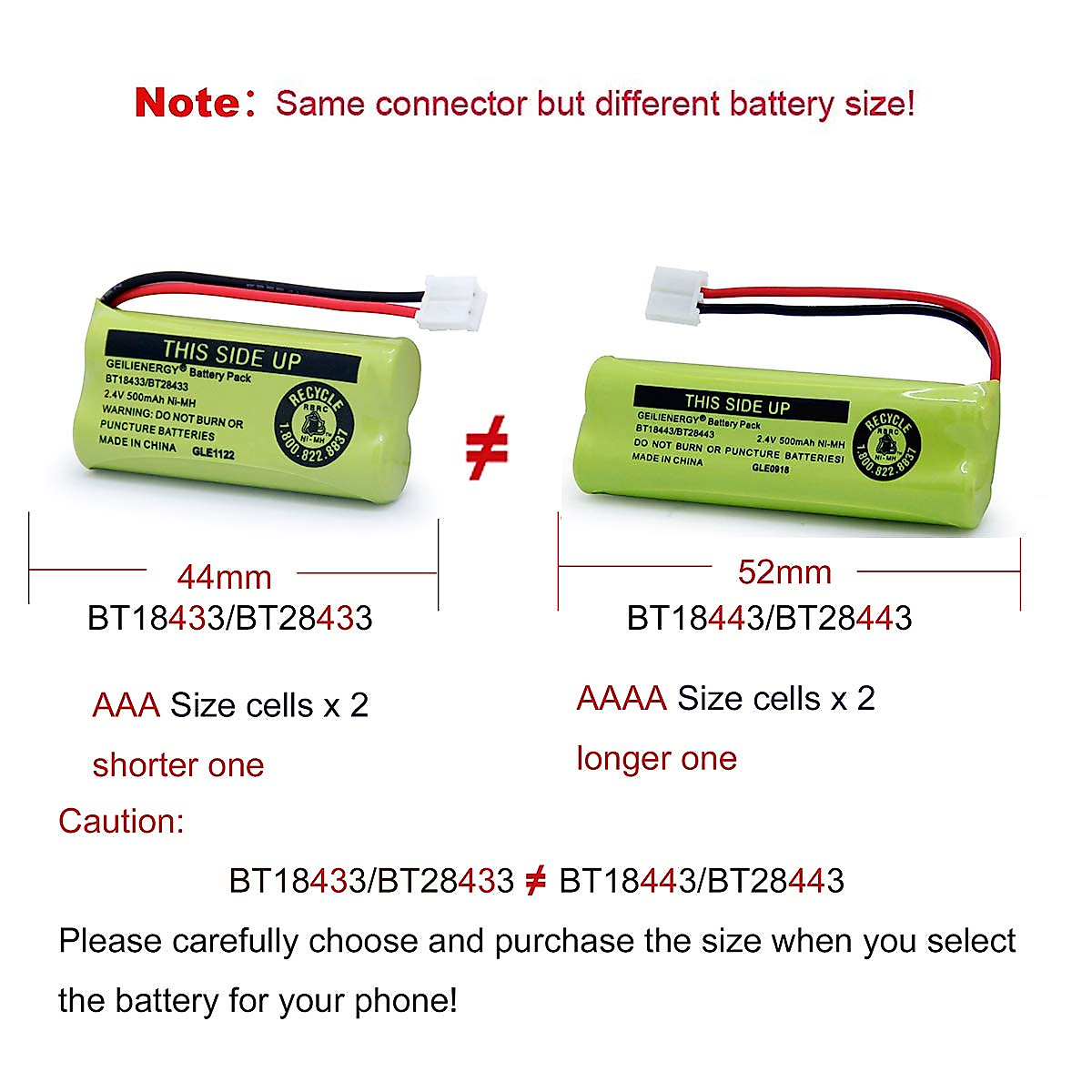 GEILIENERGY BT18433 BT28433 BT184342 BT284342 BT1011 BT-1011 Replacement Battery Compatible with Cordless Phone CS6209 CS6219 CS6229 DS6151 89-1330-01-00 CPH-515D (Pack of 4)