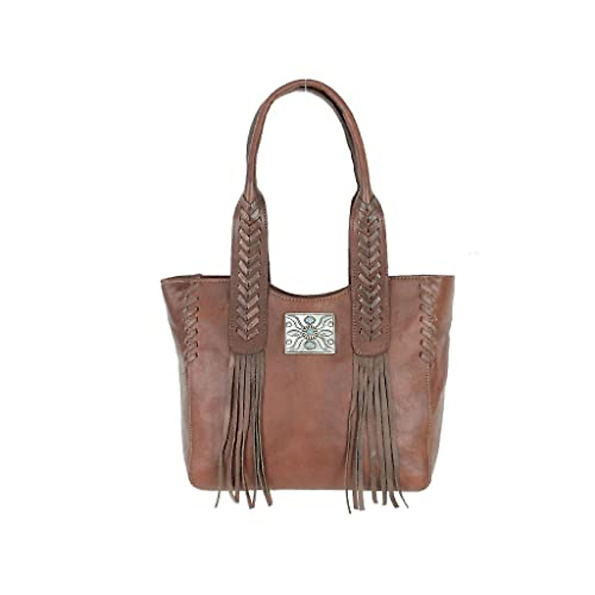 American West Mohave Canyon Small Leather Zip Top Tote (Brown)