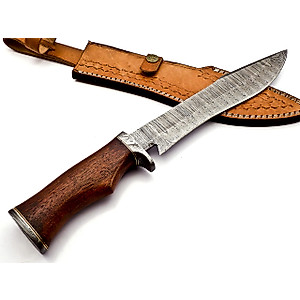 Nooraki - 15" Handmade Damascus Steel Bowie Knife - Fixed Blade Hunting Knife with Strong Rosewood Comfortable Handle For Outdoor, Hunting, Camping, Survival, Bushcraft - Gift for Men and Women