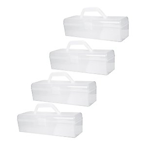 VILLCASE 4pcs Boxes Portable Storage Box Silverware Noodle Storage Container Utencil Storage Case Containers with Lids Coffee Bean Canister Kitchen Food Container Student Simple Drawer Pp