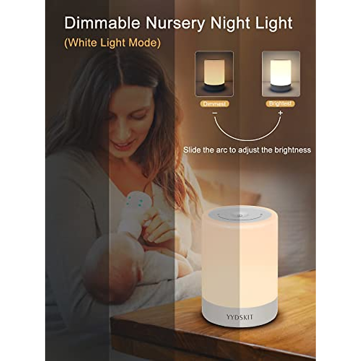 YYDSKIT Nursery Night Light for Kids Color Changing Rechargeable Touch Lamp for Newborn Baby Nursery Lamp Lasting Up to 100Hours Bedside Nightlight