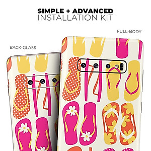 DesignSkinz Vibrant Pink & Yellow Flip-Flop Vector Protective Vinyl Decal Wrap Skin Cover Compatible with The Samsung Galaxy S20 (Screen Trim & Back Glass Skin)