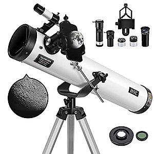 HSL Reflector Telescope,76mm Aperture 700mm Focal Length Astronomy Reflector Telescopes (35X-875X) for Adults and Kids-with 3 Eyepieces,5X Barlow Lens,Moon Filter and Smartphone Adapter