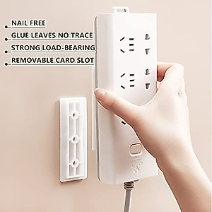 8 Pcs Adhesive Punch-Free Socket Holder, Power Strip Holder Wall Mount, self-Adhesive Desktop Socket Fixer, Adhesive Socket Holder, Desktop mountable Plug-in Socket Fixer Bracket Stand